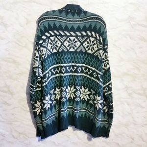 Vintage | Sweaters | Vintage Oversized Green Snowflake Knitted Cardigan ...